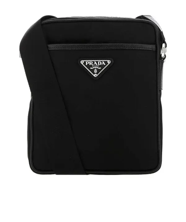 Prada Triangle Logo Shoulder Bag - Black
