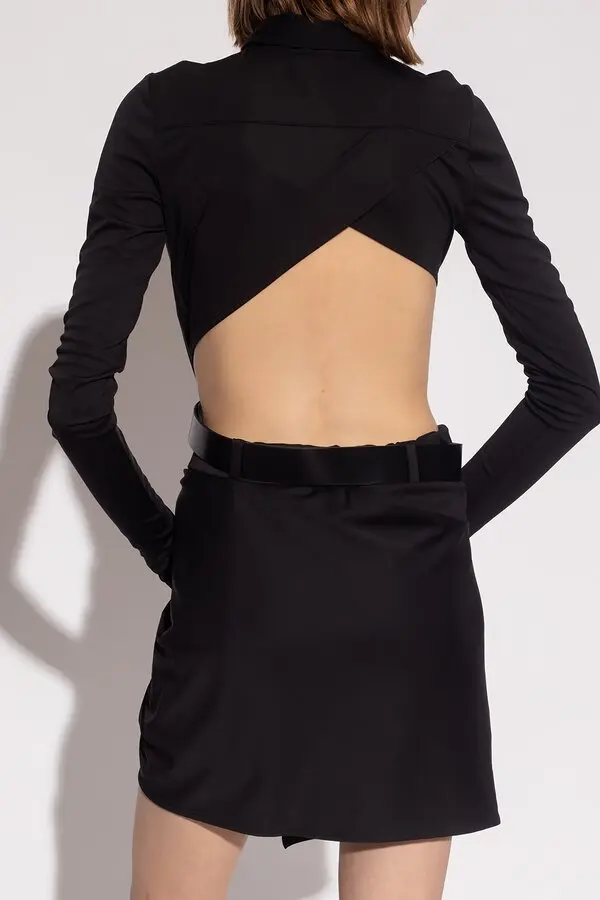 DIESEL® Asymmetrical Long Sleeve Dress With Belt