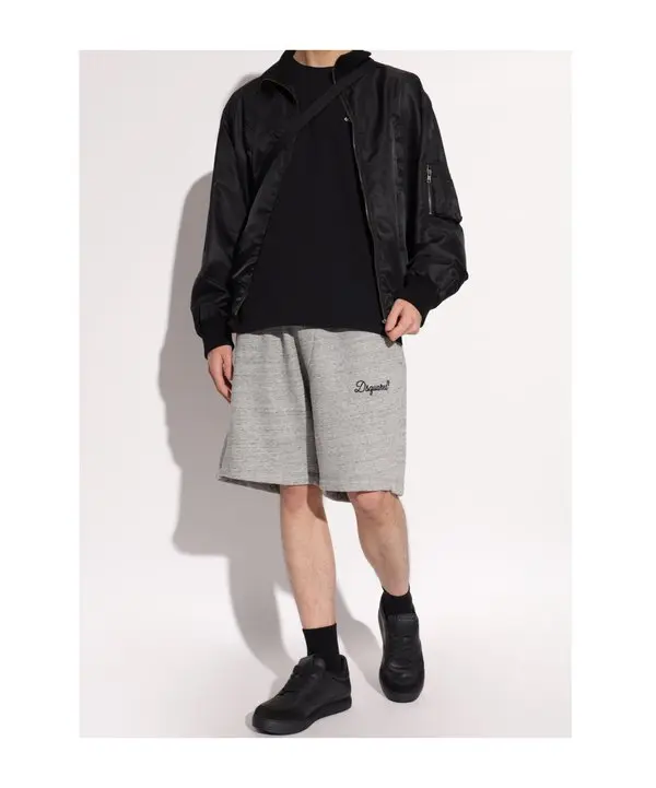 Dsquared2 Logo Embroidered Drawstring Shorts - Gray