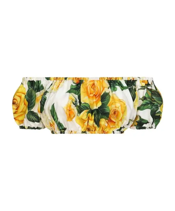 Dolce & Gabbana Off-the-shoulder Rose Print Top - Multicolor