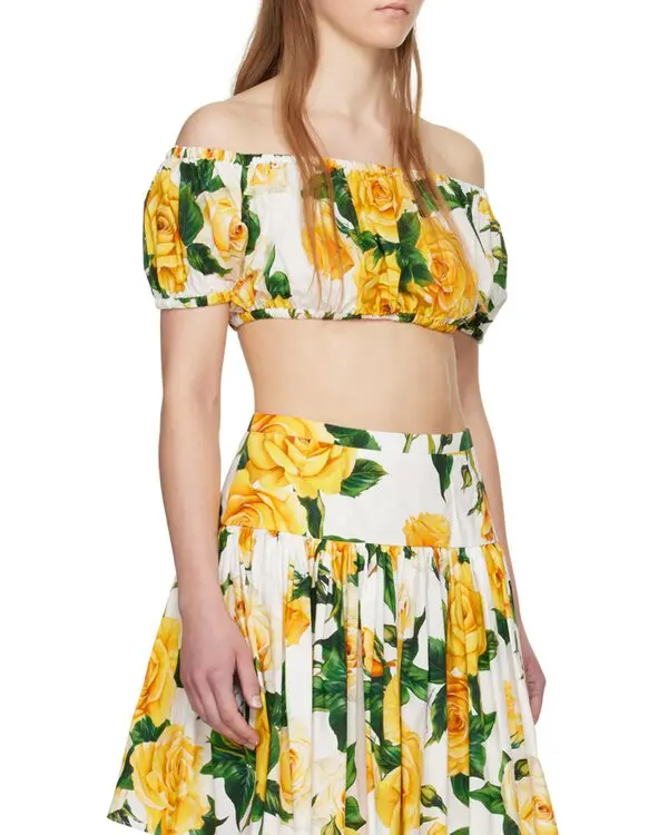 Dolce & Gabbana Off-the-shoulder Rose Print Top