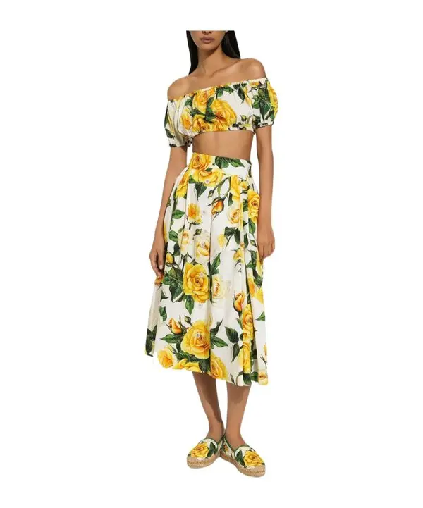 Dolce & Gabbana Off-the-shoulder Rose Print Top