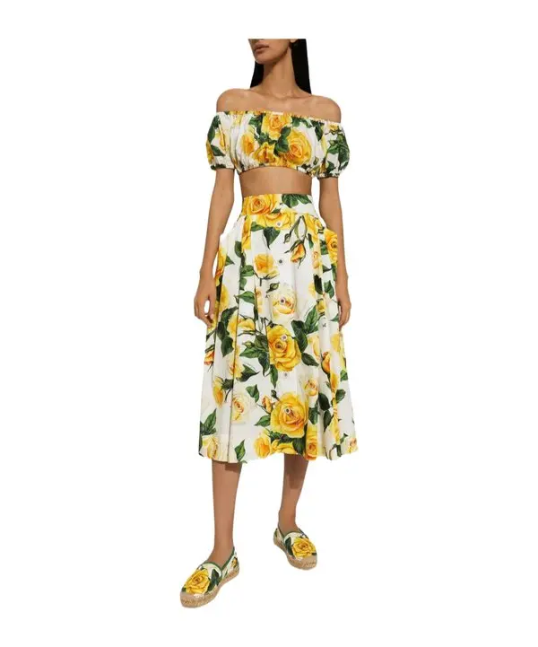 Dolce & Gabbana Off-the-shoulder Rose Print Top
