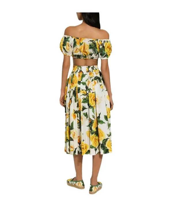 Dolce & Gabbana Off-the-shoulder Rose Print Top