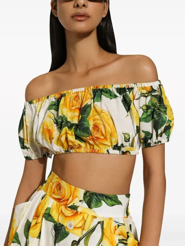 Dolce & Gabbana Off-the-shoulder Rose Print Top