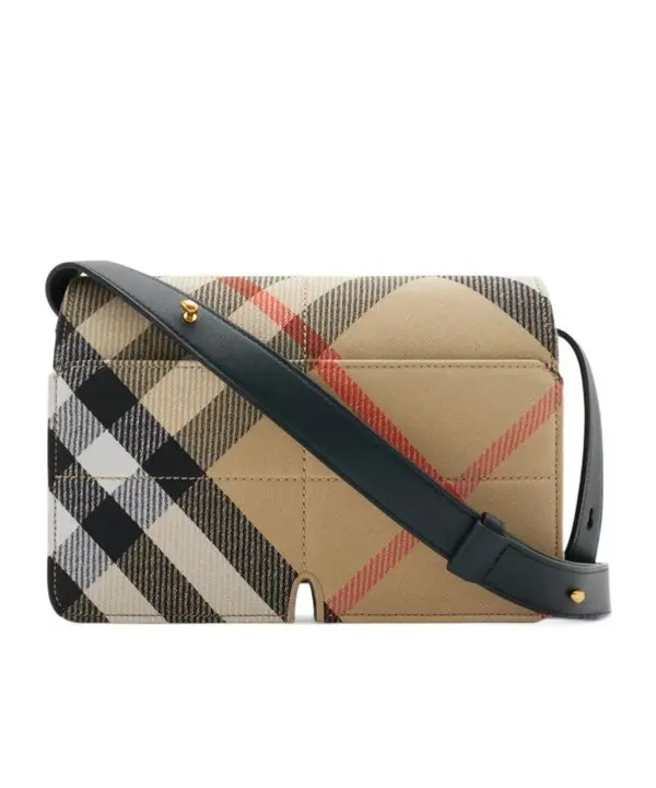 Burberry Snip Checked Foldover-top Shoulder Bag - Sand-colored