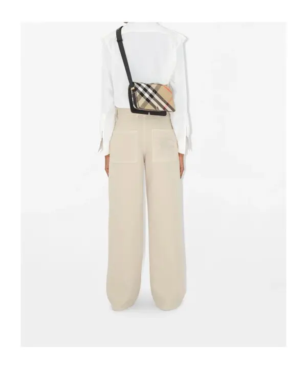 Burberry Snip Checked Foldover-top Shoulder Bag - Sand-colored
