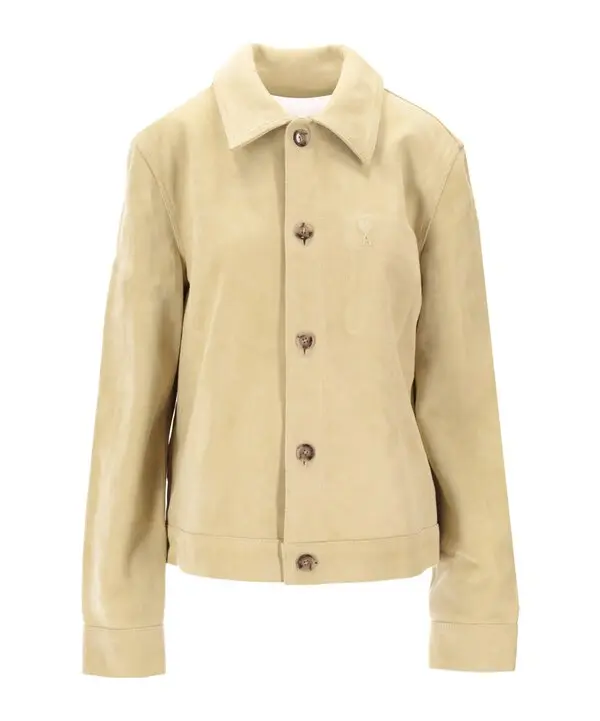 Ami Long-sleeved Leather Jacket - Nude