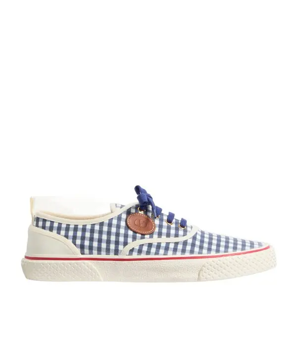Valentino Garavani Checked Lace-up Sneakers - Ivory/indigo/leather