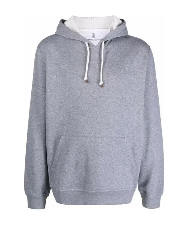 Brunello Cucinelli Cotton-blend Hoodie With Ribbed Trim - Gray