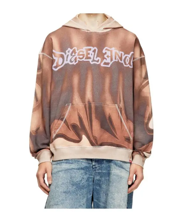 DIESEL® Printed Logo Hoodie - Brown