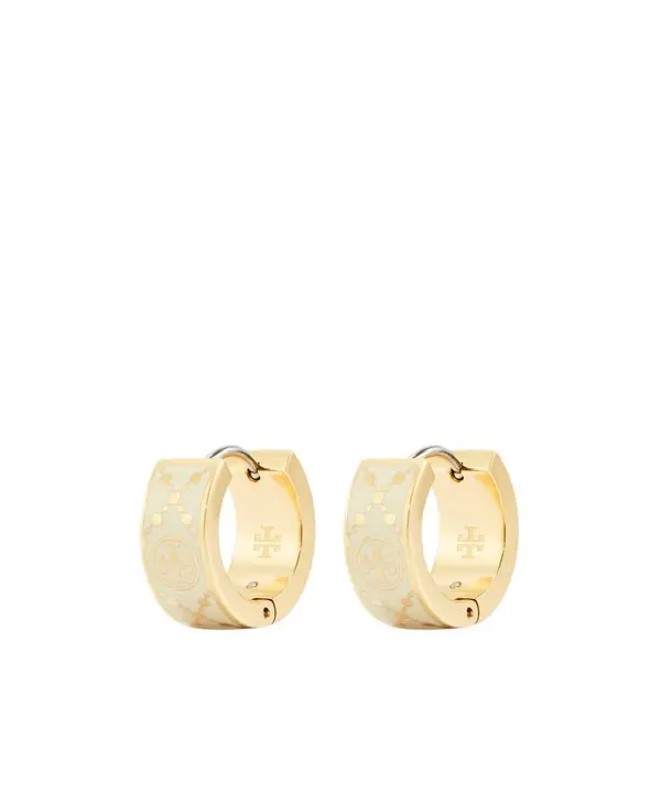 Tory Burch T Monogram Small Hoop Earrings - Tory Gold/ivory White