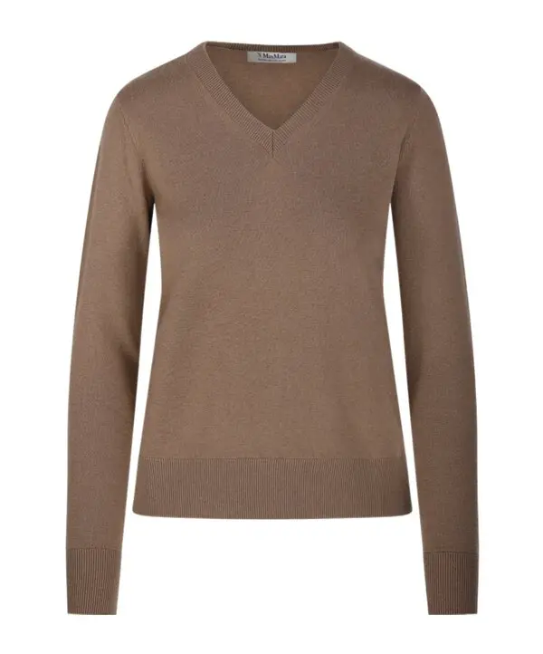 Max Mara V-neck Jumper With Ribbed Details - Brown