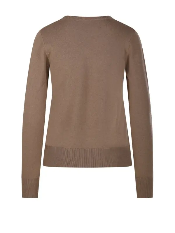Max Mara V-neck Jumper With Ribbed Details - Brown