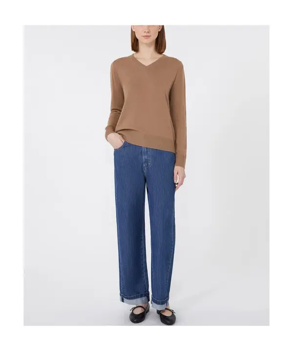 Max Mara V-neck Jumper With Ribbed Details - Brown
