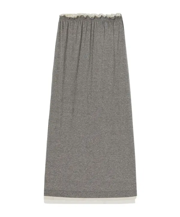 JIL SANDER Logo-embroidered Layered Midi Skirt - Gray