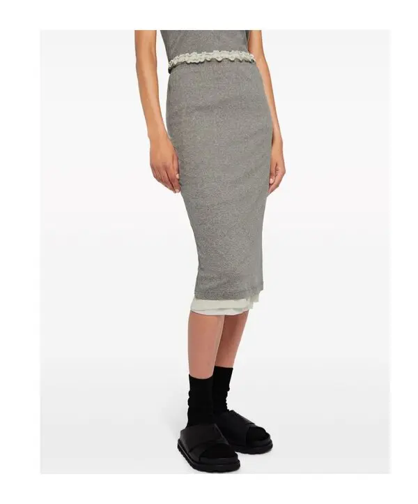 JIL SANDER Logo-embroidered Layered Midi Skirt - Gray
