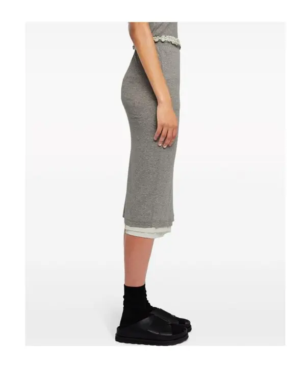 JIL SANDER Logo-embroidered Layered Midi Skirt - Gray