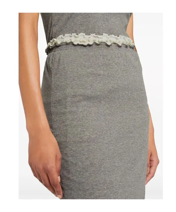 JIL SANDER Logo-embroidered Layered Midi Skirt - Gray