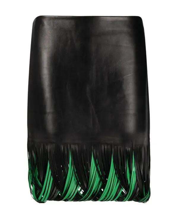 Bottega Veneta Leather Mini Skirt With Two-tone Fringe