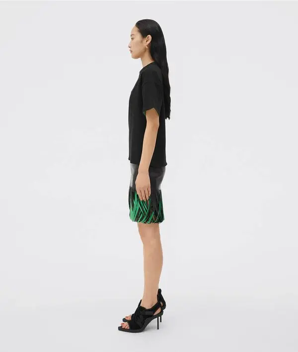 Bottega Veneta Leather Mini Skirt With Two-tone Fringe