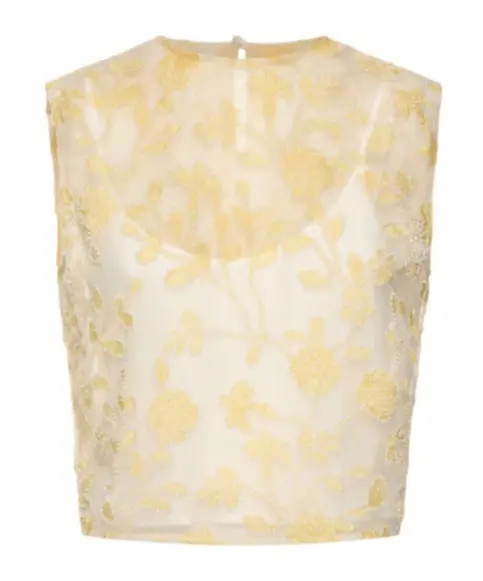 ROTATE BY BIRGER CHRISTENSEN Sleeveless Floral Beaded Vest - Nude