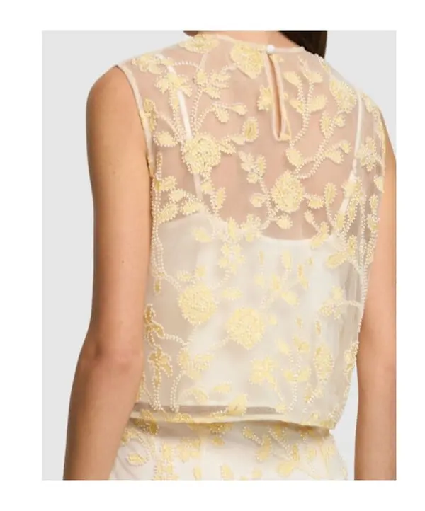 ROTATE BY BIRGER CHRISTENSEN Sleeveless Floral Beaded Vest