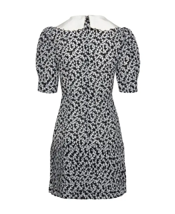 Alessandra Rich Floral Print Embroidered Collar Dress