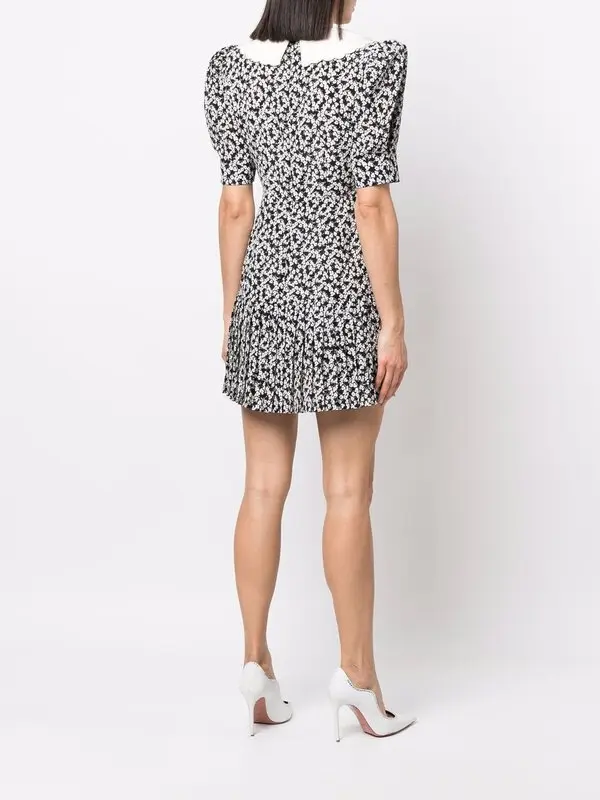Alessandra Rich Floral Print Embroidered Collar Dress