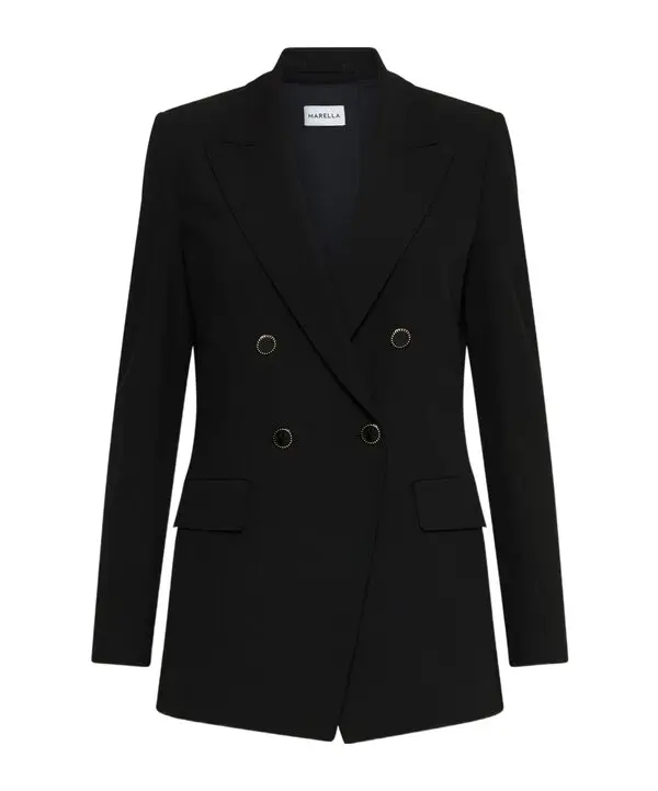 Marella Double Breasted Blazer With Lapel Collar