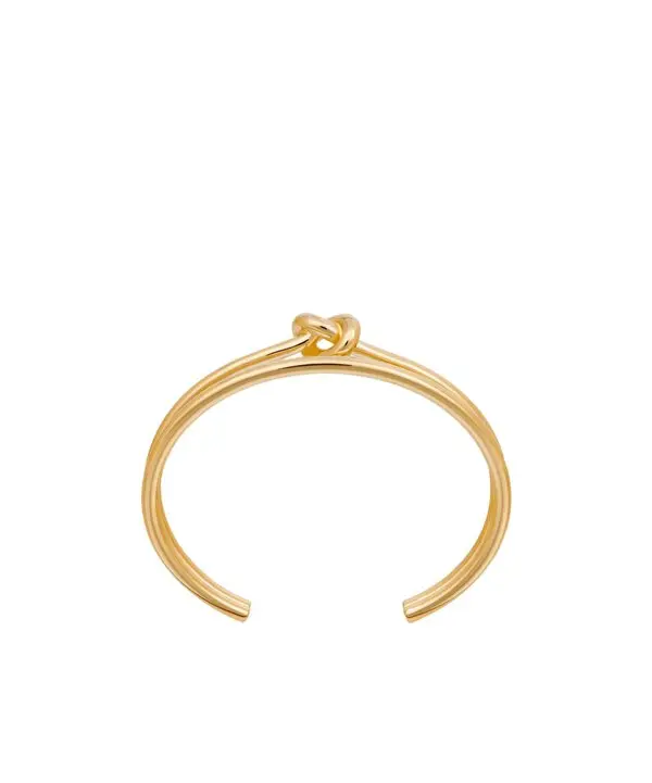 Celine Brass Knot Double Cuff Bracelet With Gold Finish - Golden