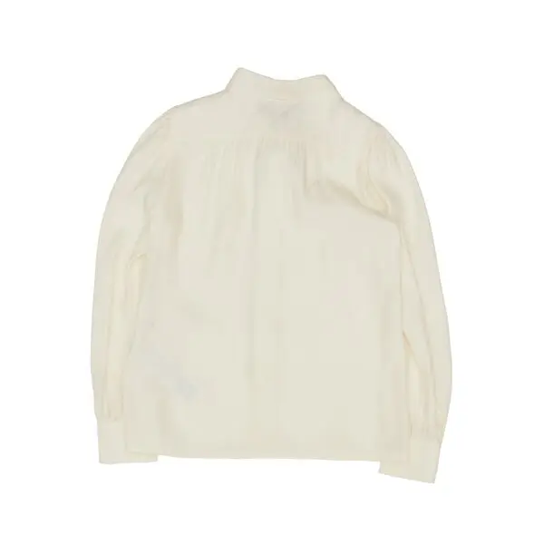 Gucci Crêpe Satin Interlocking G Shirt With Self-tie Bow - White