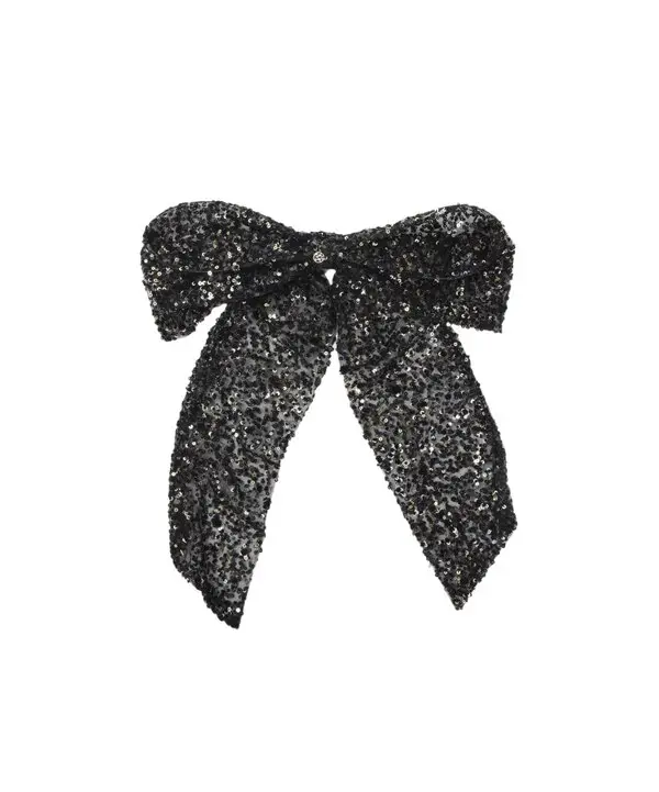 MAISON MICHEL Sequin Embellished Bow Tie - Black