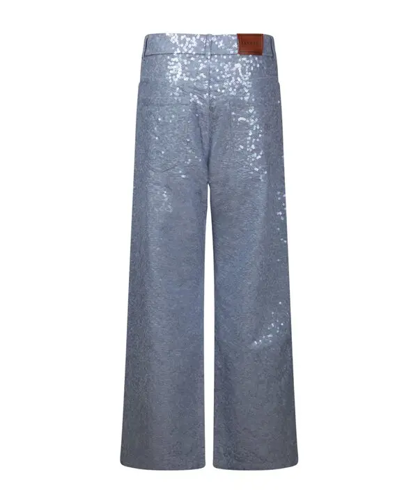 P.a.r.o.s.h Sequin Embellished Straight-leg Trousers - Gray