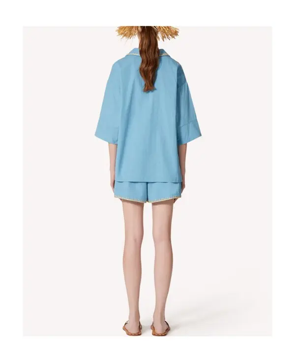 Red Valentino Embroidered V-neck Short Sleeve Top