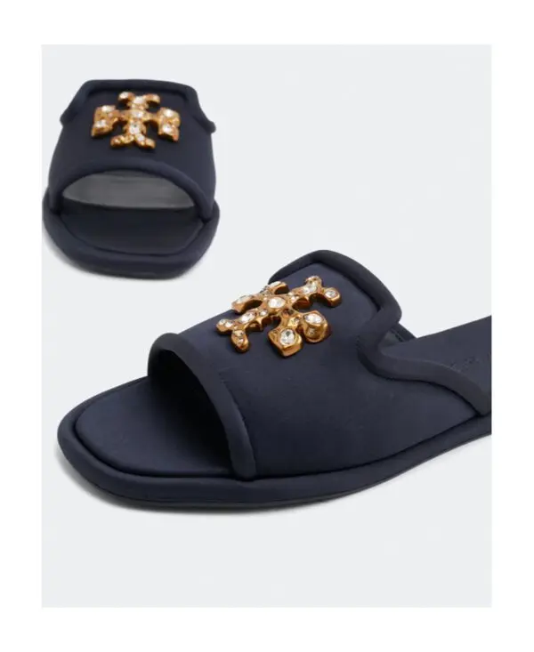 Tory Burch Embellished Logo Slides