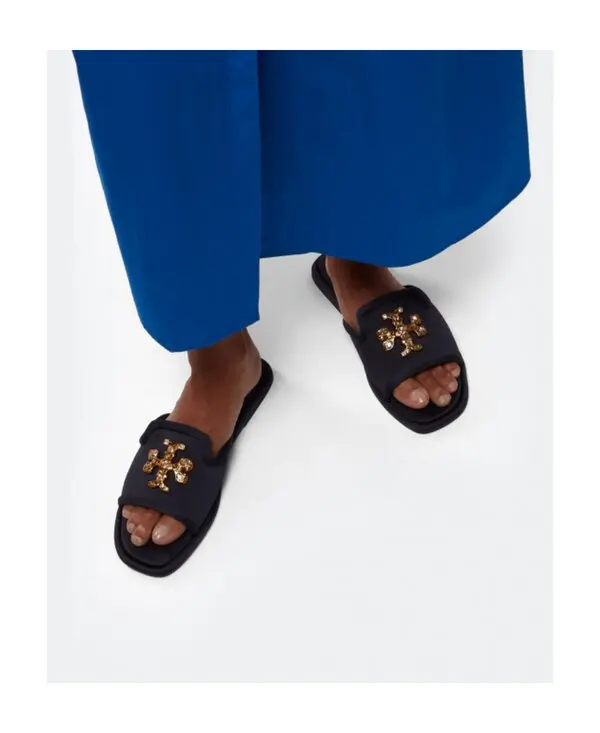 Tory Burch Embellished Logo Slides