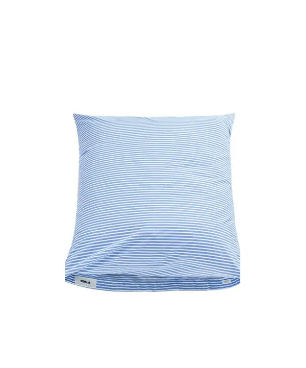 TEKLA Striped Percale Pillowcase - Blue