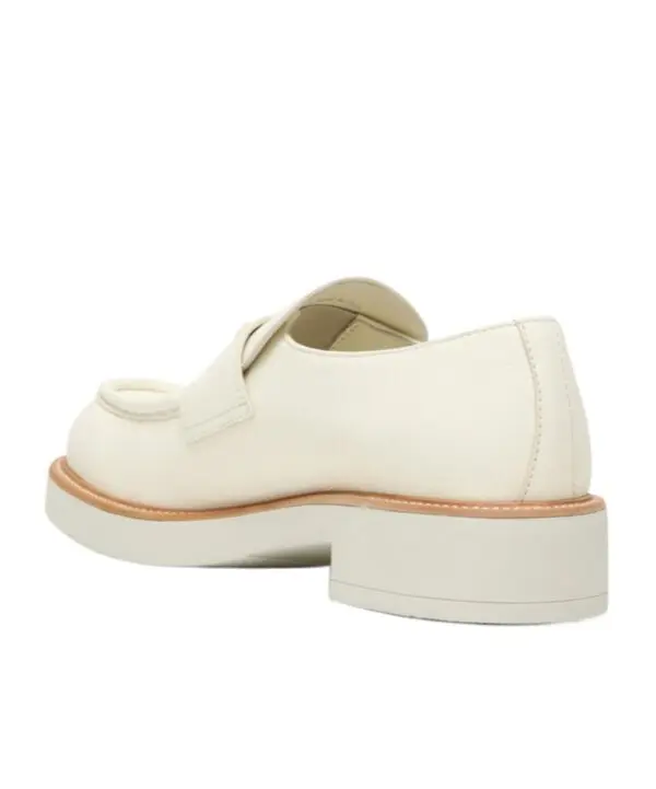 Prada Round Toe Loafers With Logo Detail - Ivory