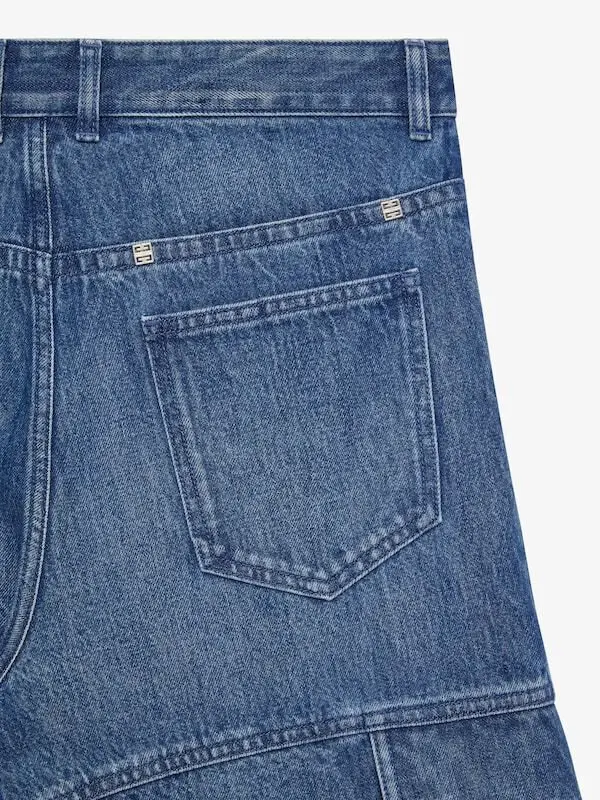 Givenchy Multicutted Denim Cargo Shorts - Medium Blue