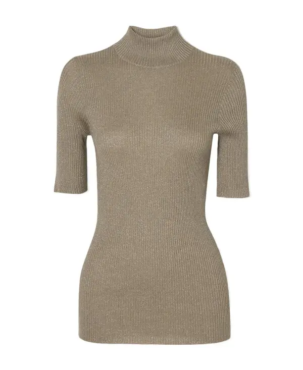 Brunello Cucinelli Metallic Ribbed Pullover