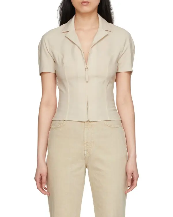 Jacquemus Short Sleeve Zip-up Top With Open Back - Nude