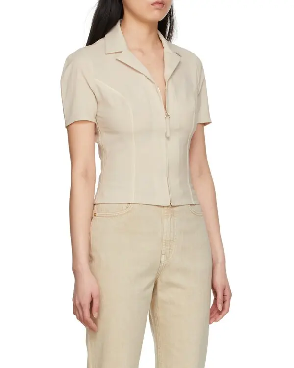 Jacquemus Short Sleeve Zip-up Top With Open Back - Nude