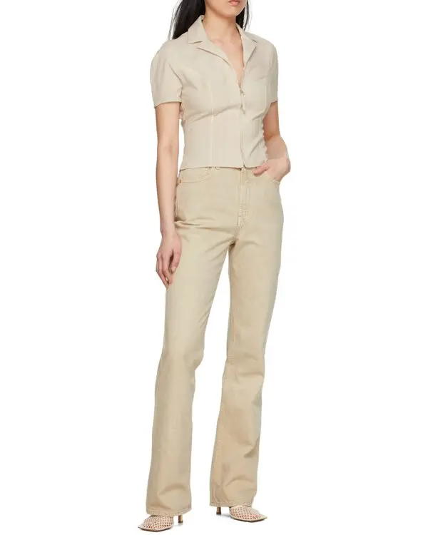 Jacquemus Short Sleeve Zip-up Top With Open Back - Nude