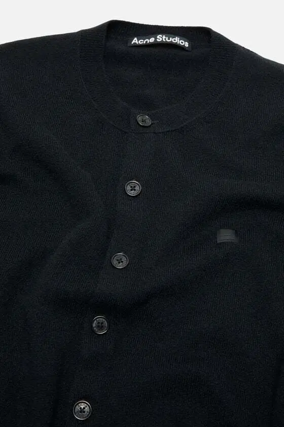 Acne Studios Crew Neck Long Sleeve Ribbed Cardigan - Black