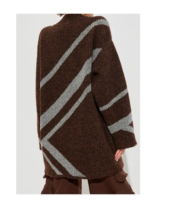 Attico V-neck Jumper With Diagonal Stripe Detail