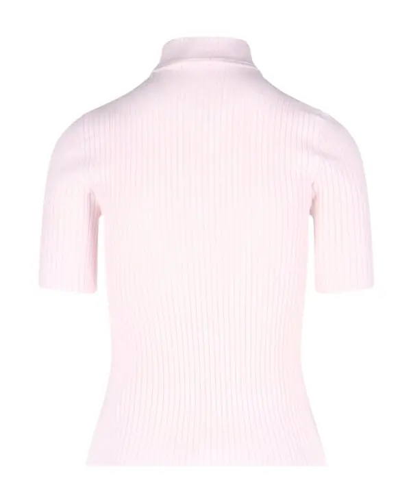 COURREGES Re-edition Ribbed High Neck Short Sleeve Jumper - Pink