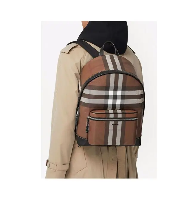 Burberry Check Patterned Zipped Backpack