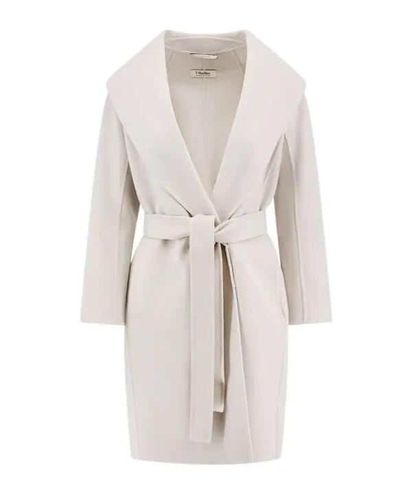 Max Mara Belted Long-sleeved Coat - White