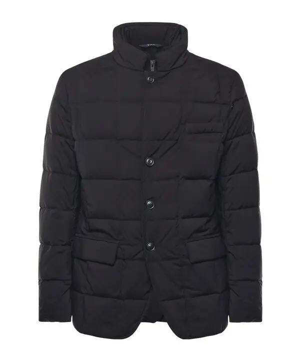 FAY Quilted Zip-closure Jacket With Stand Collar - Black